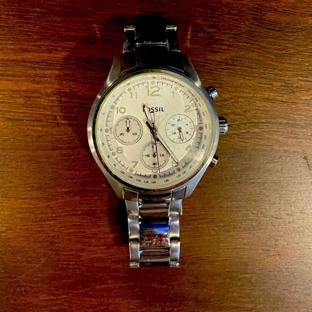 Fossil Flight Chronograph Silver Dial Stainless Steel… - Gem